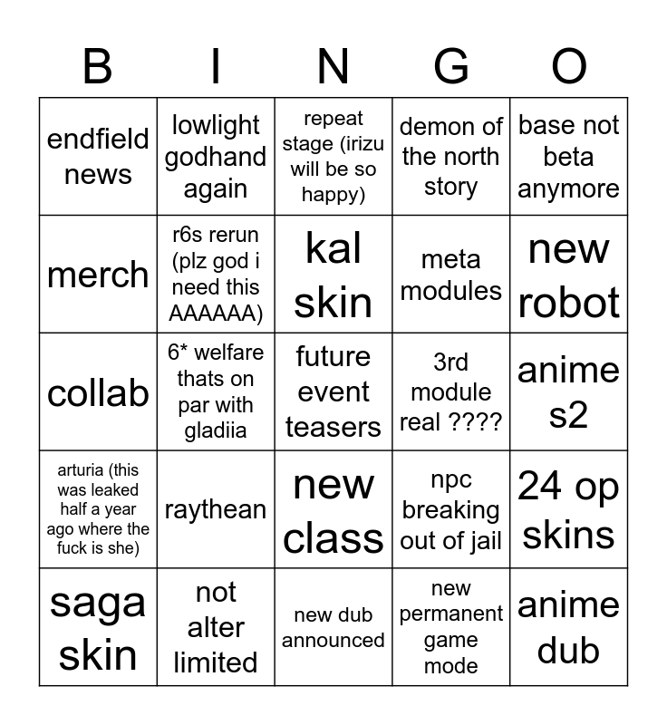 4th anniv Bingo Card