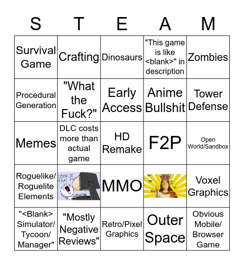 Steam BINGO BRONGO Bingo Card