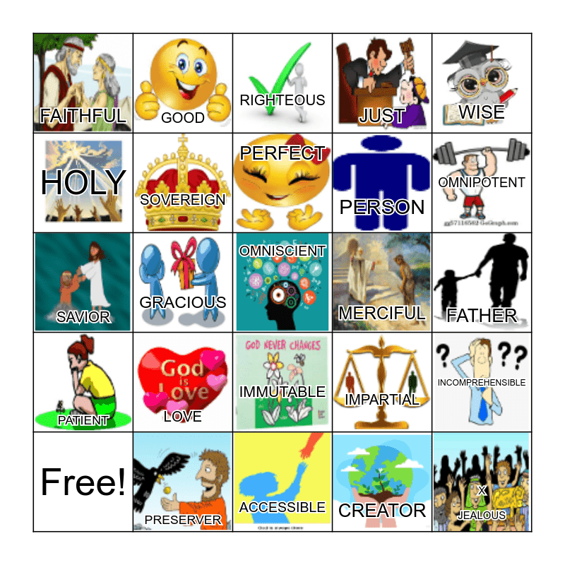 GOD'S ATTRIBUTES Bingo Card