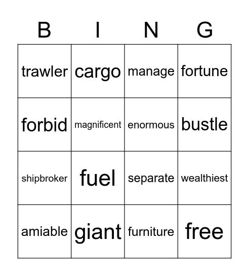 BOY Lesson 2 Bingo Card