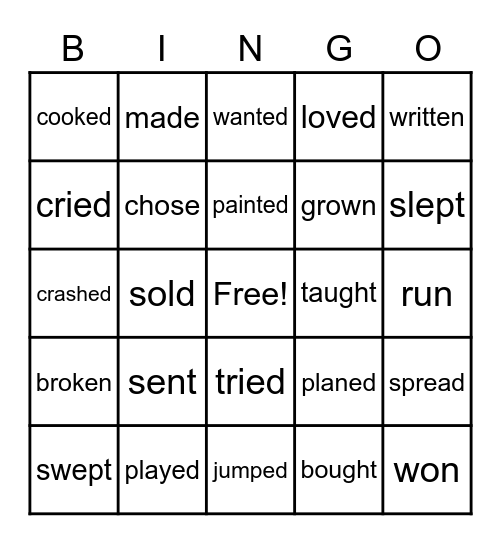 Past Participle | Verbs Bingo Card