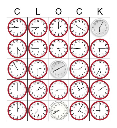 Analog Clocks Bingo Card