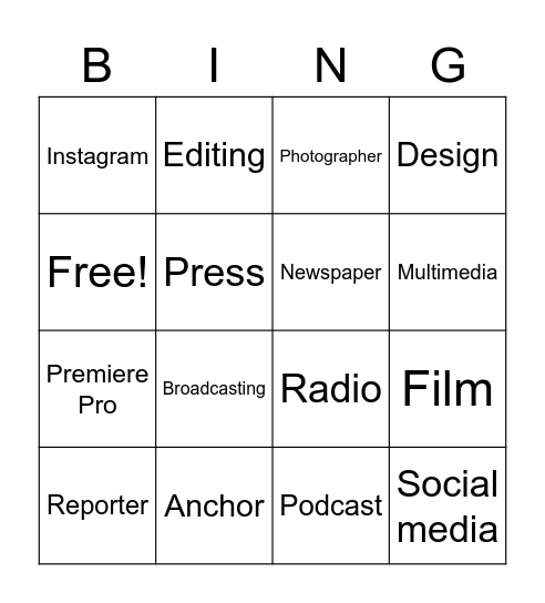 Media Bingo Card