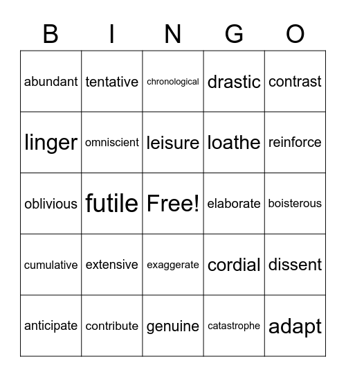 Avid vocab 2 Bingo Card