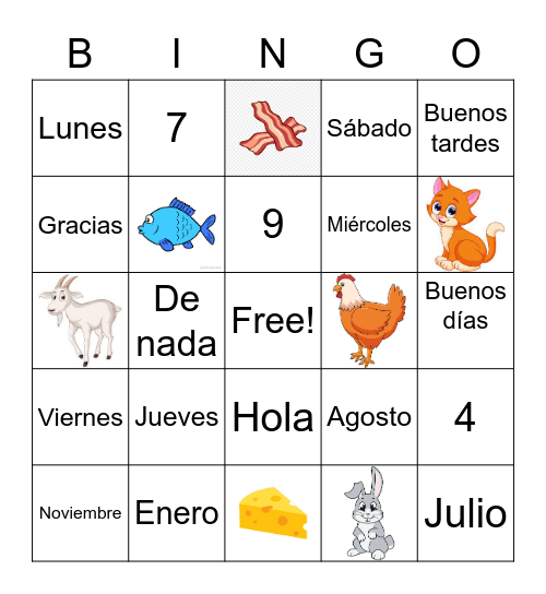 Spanish Bingo Card