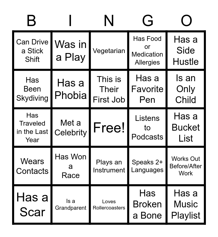 How Well Do You Know Your Co-Workers? Bingo Card