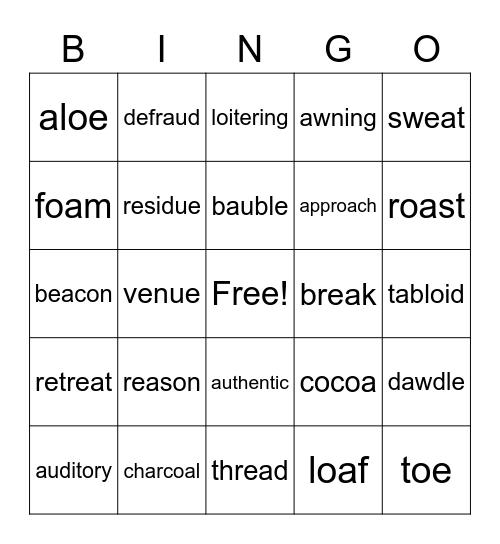 Step 8-Vowel Diagraph Bingo Card