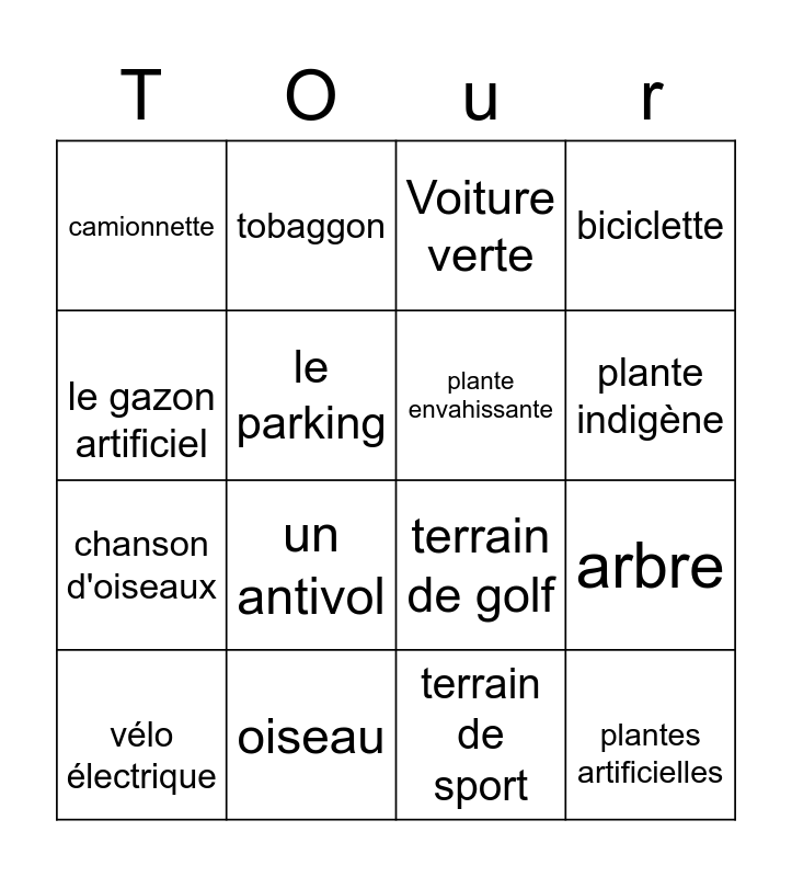 Nom______________________________ Bingo Card