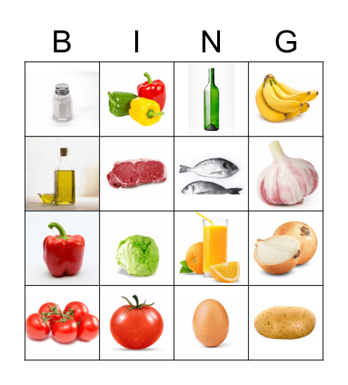 Comida Bingo Card