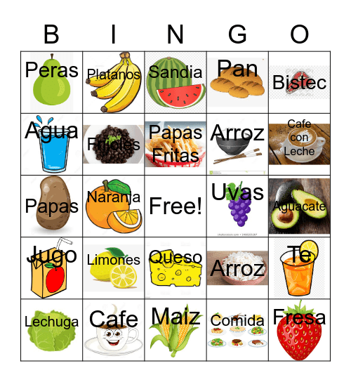 La Comida Bingo Card