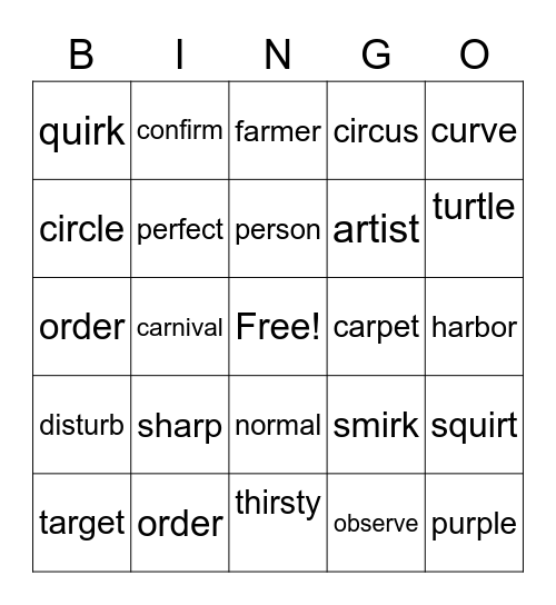 r-controlled Bingo Card
