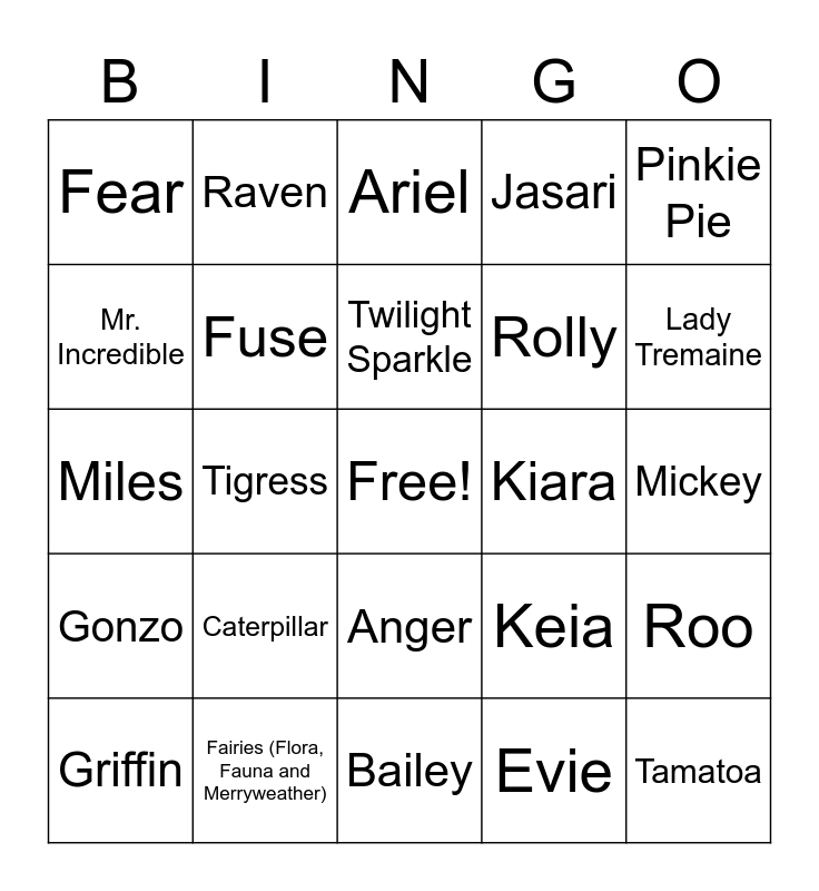 Lynn - Chase - Animal vs Gekko Bingo Card