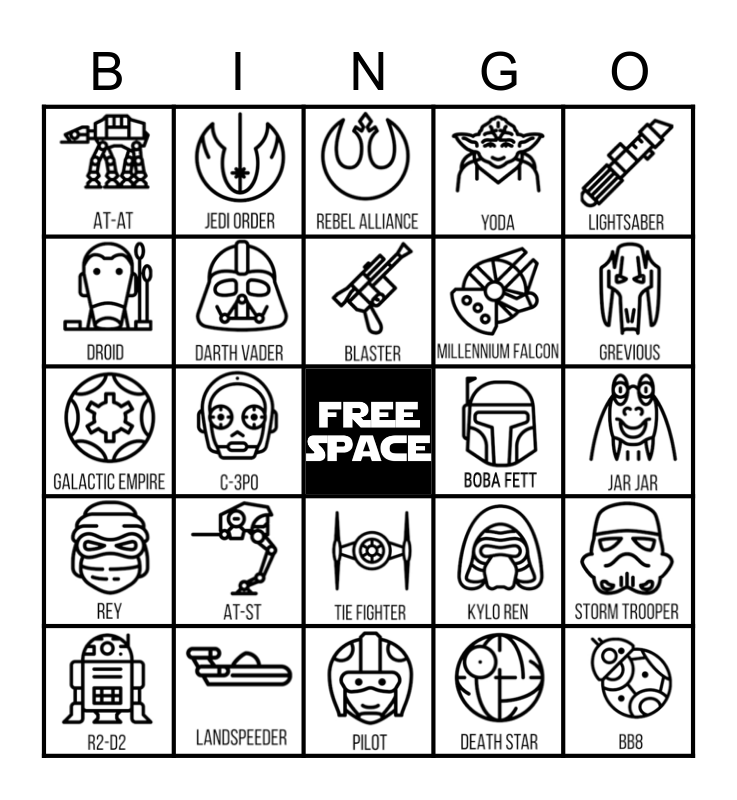 May the B4 - Star Wars Bingo Card