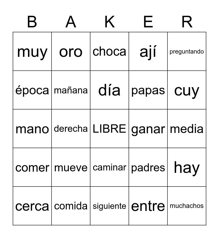 Capitulo 8 - Los Baker Van A Perú Bingo Card