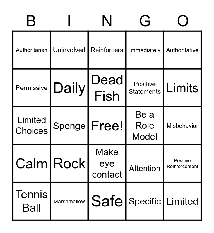 Child Development Bingo Card