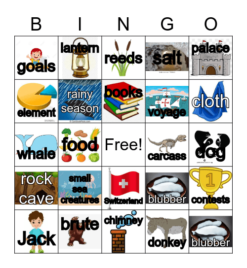Swiss Family Robinson Bingo Card