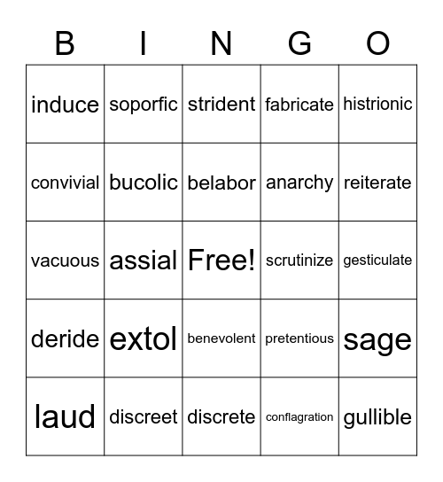 Word Castle Bingo Card