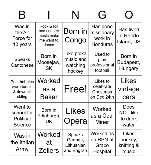 Get to Know Me Bingo! Bingo Card