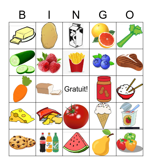 La nourriture Bingo Card