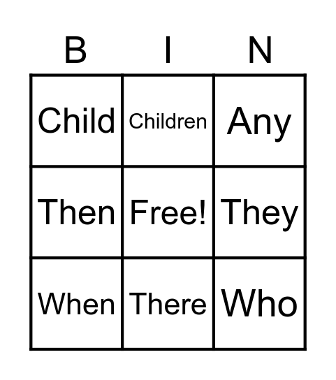 Year 2 common exception words Bingo Card
