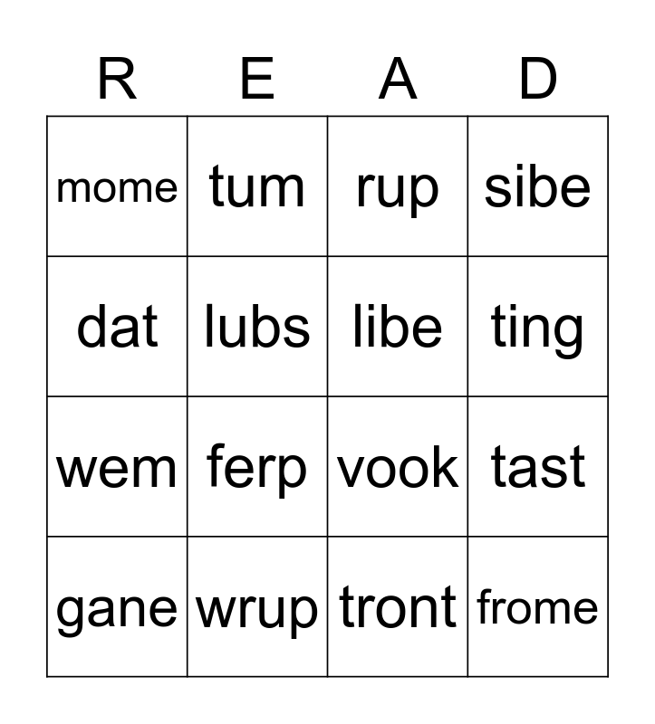 NWF Bingo Card