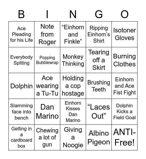 Ace Ventura Pet Detective - Round 3 Bingo Card