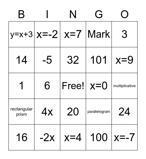 STAAR Bingo Card