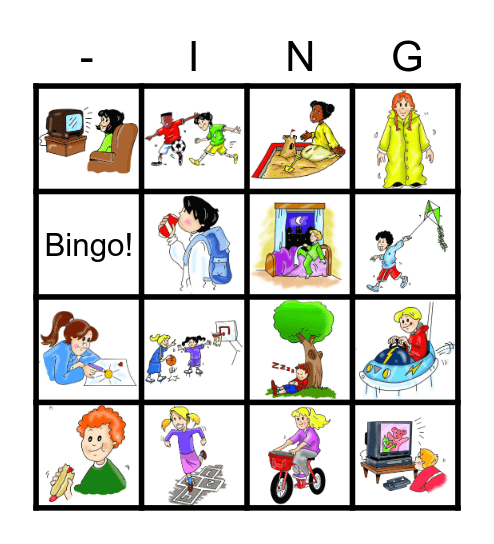 Present Continuous Bingo Card