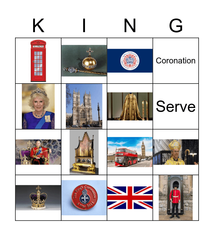 Coronation Bingo Card