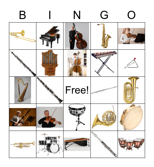 Instrument Bingo Card