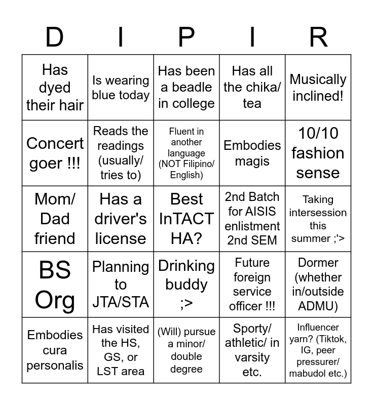 InTACT 12 Module 5 Bingo Card