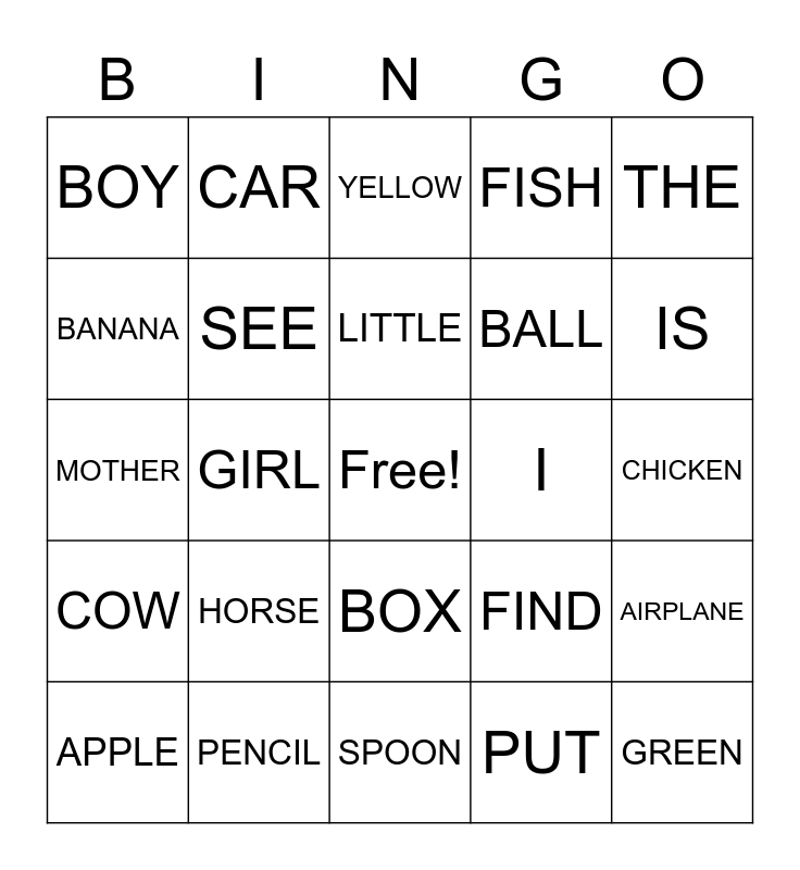 EdMark BINGO Card