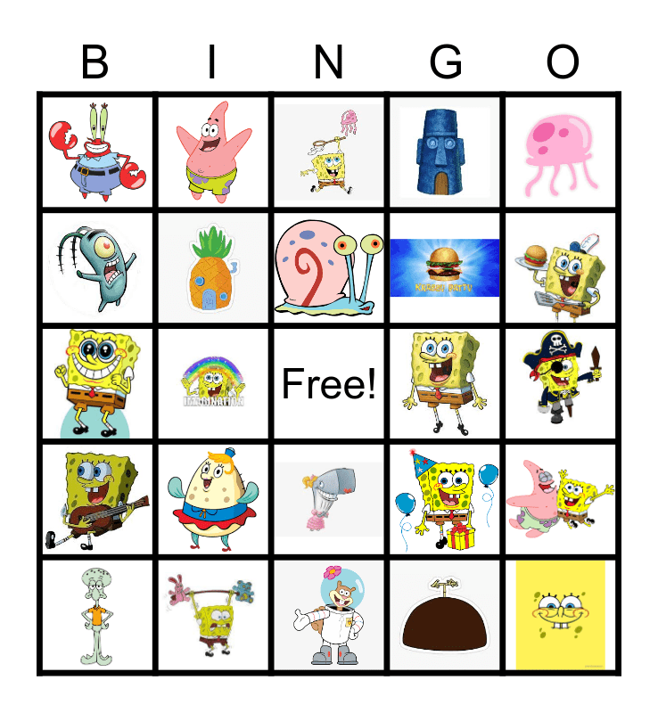 Sponge Bob Bingo Card