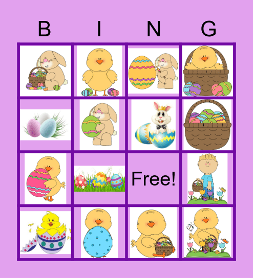 Easter Prepositions Bingo Card