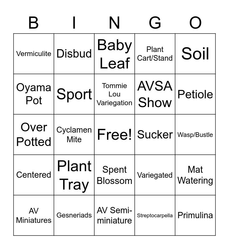 TAVS Violet Bingo Card