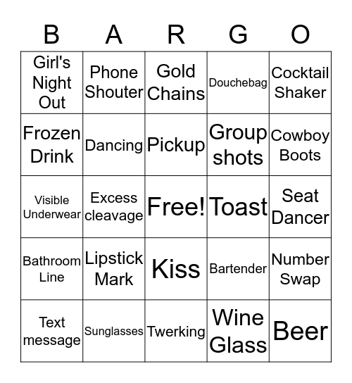 Bargo Bingo Card