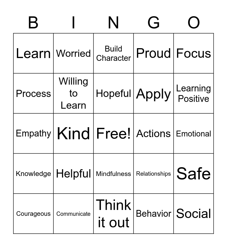 SEL Bingo Card