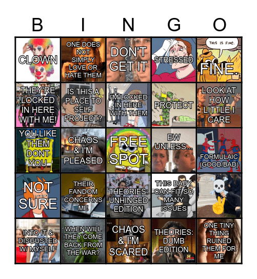 Character Ask (Meme Edition, obscured) Bingo Card