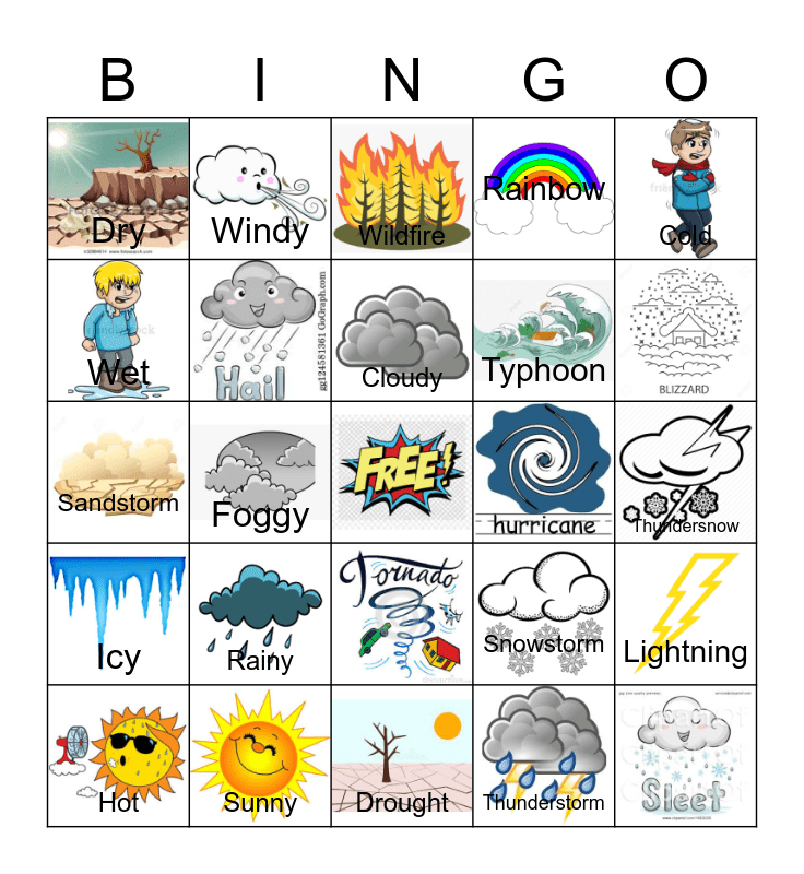 Weather Bingo Card