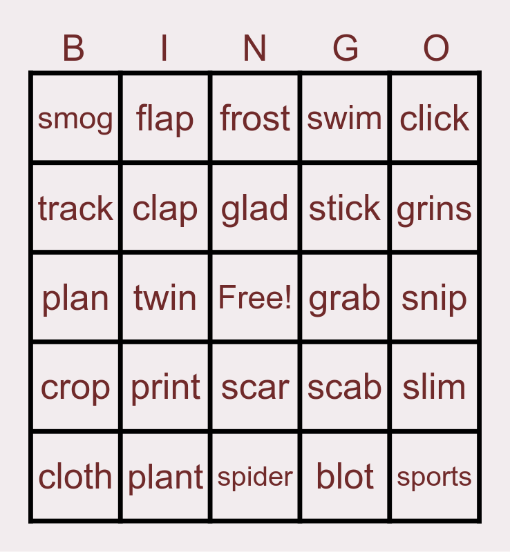 Blends Bingo Card