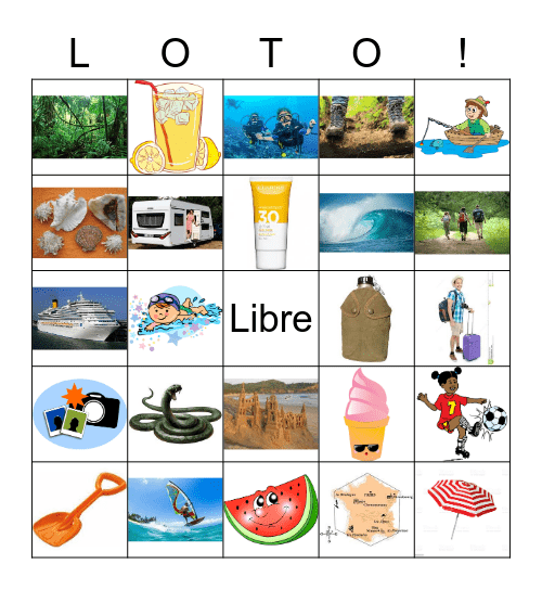 vocabulaire : Vacances Bingo Card