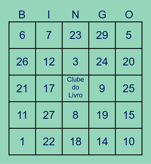 Bingo Numérico 1-30 Bingo Card