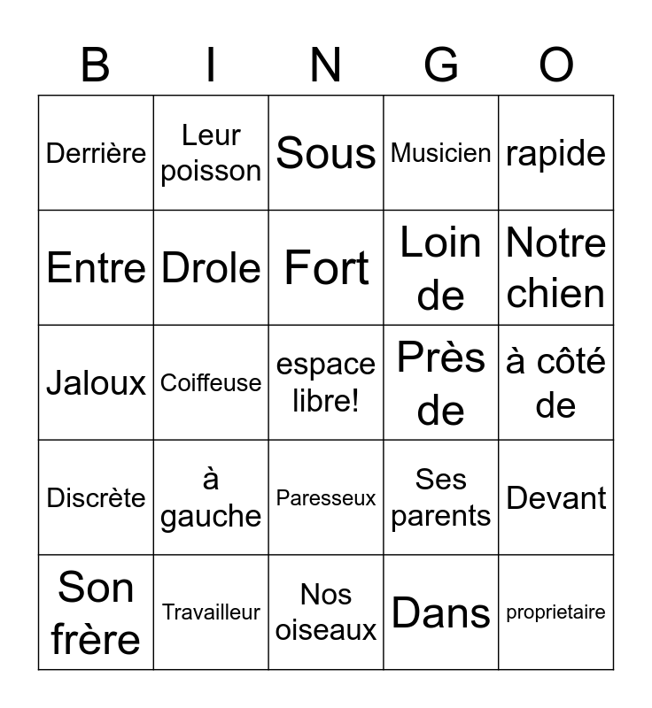 1B D'accord u3 Bingo Card