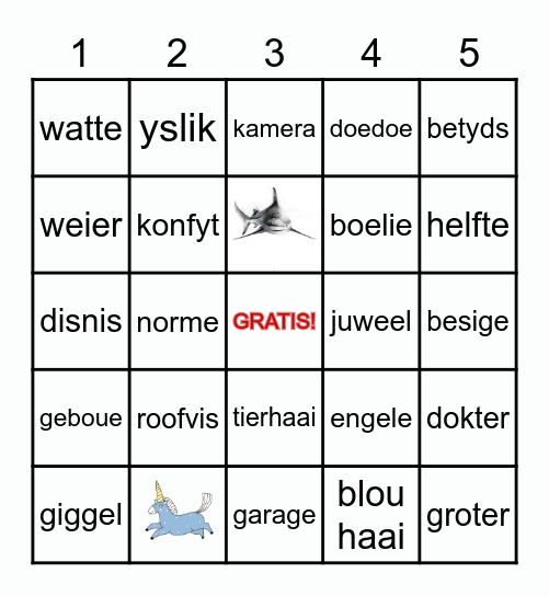 Woorde Bingo Card