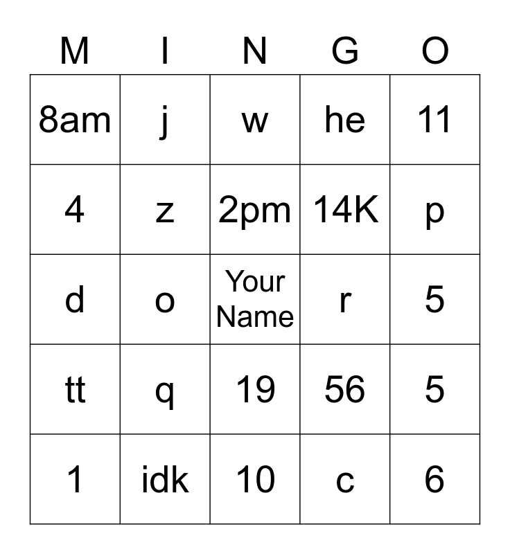 Find a Teammate: Bingo Card