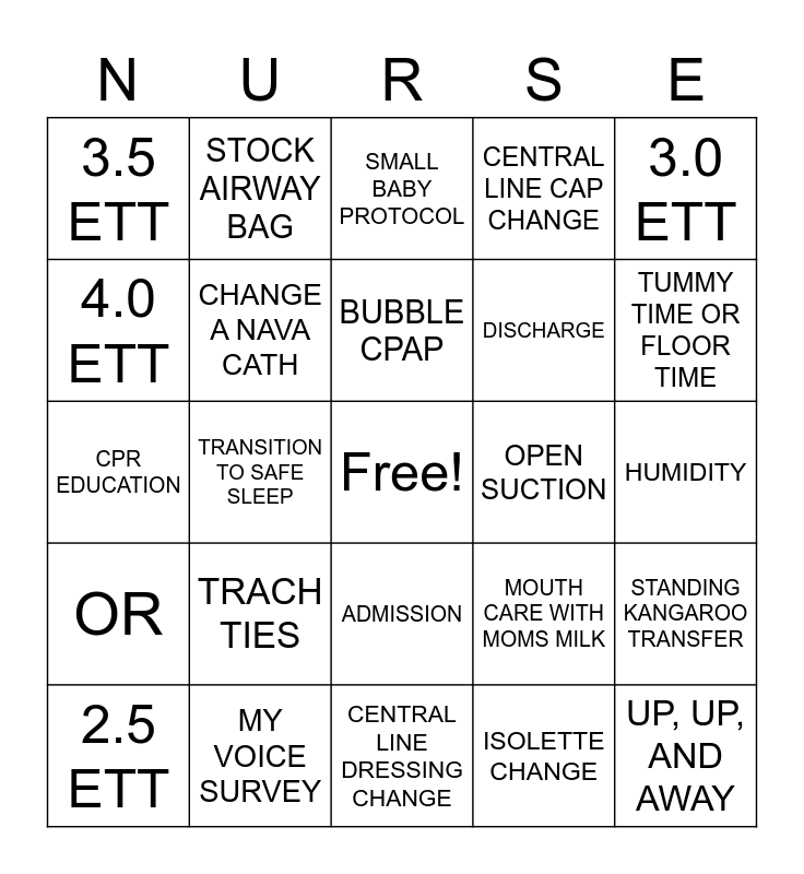 NURSES WEEK '23 Bingo Card