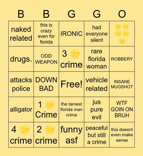 FLORIDA MAN BINGO Card
