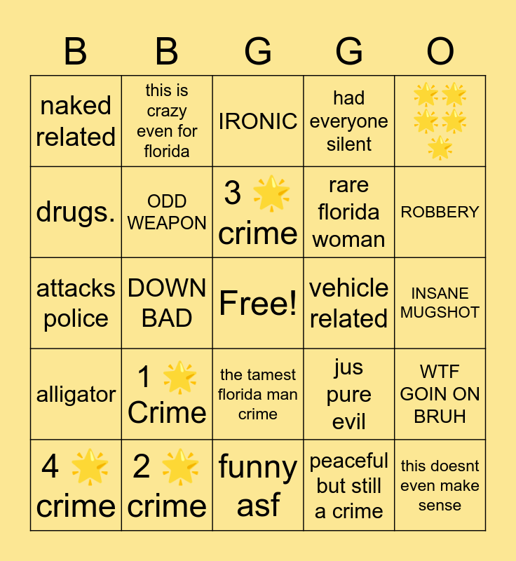 FLORIDA MAN BINGO Card