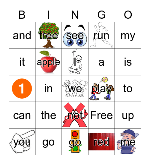 Dolch Pre-Primer Words Bingo Card