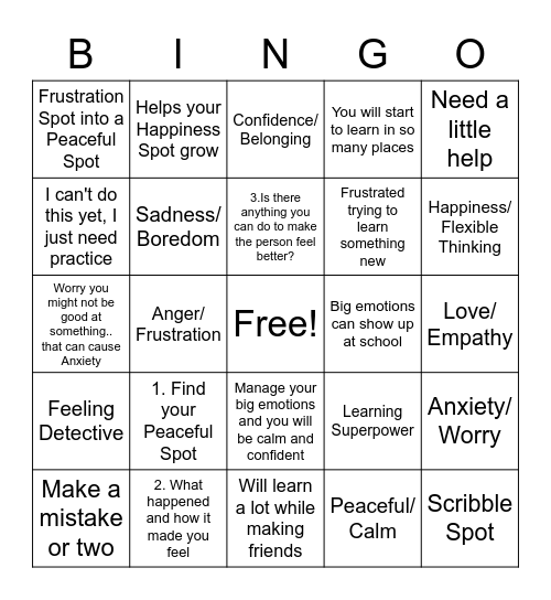 Spot of Learning Bingo Card